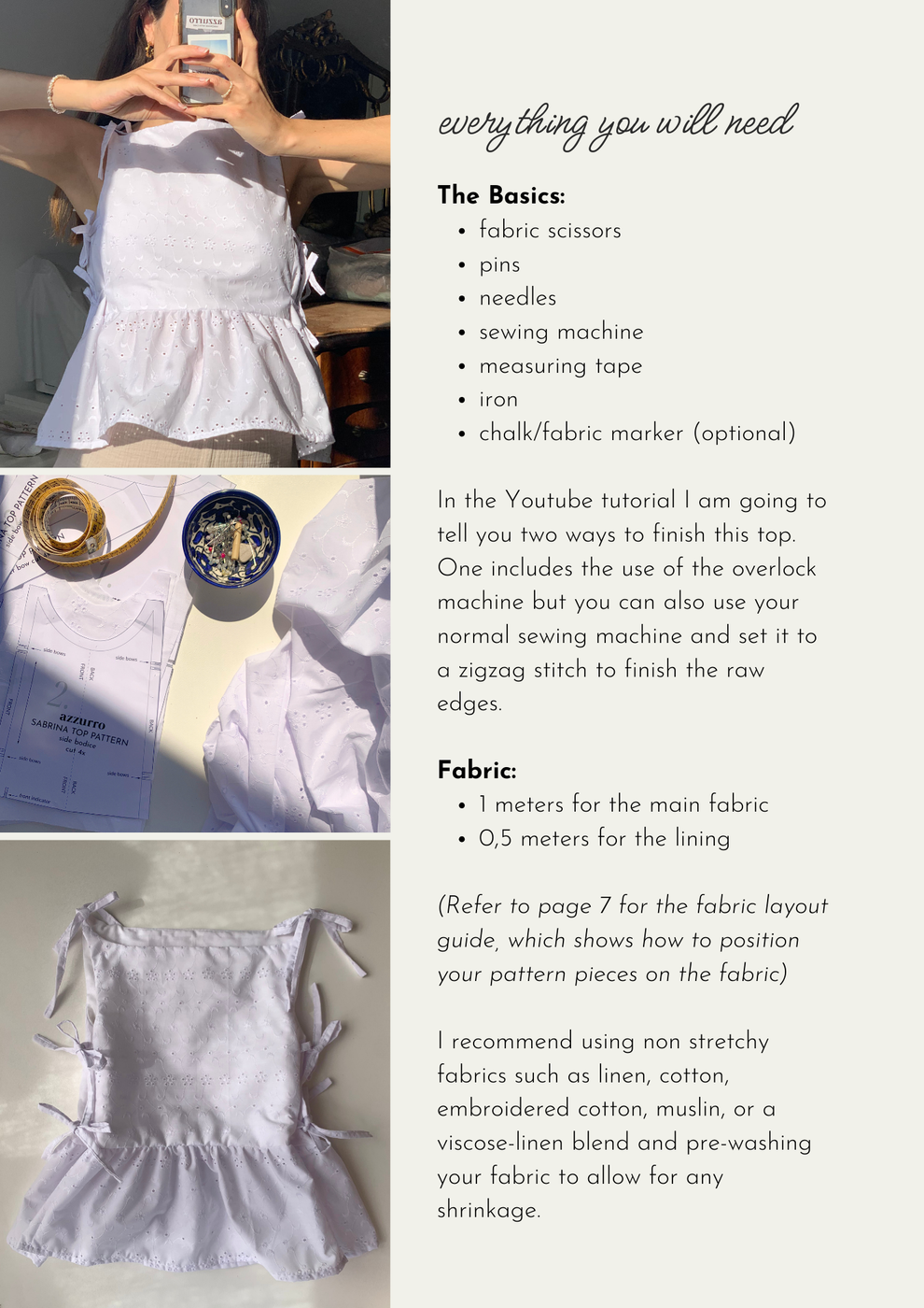 The Sabrina Top - Digital Sewing Pattern – Azzurro - Handmade with care